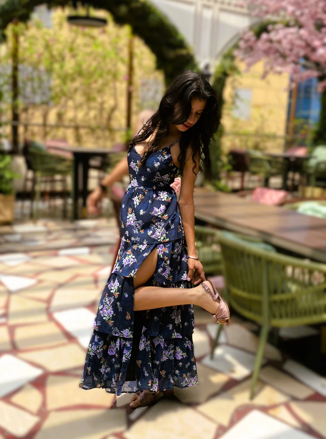 Blue Floral Ruffel Dress | Seethatgal